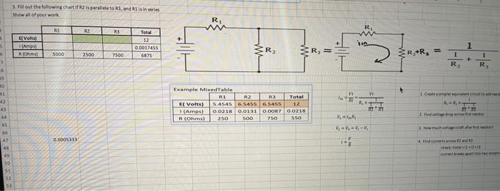 Solved 3. Fill out the following chart if 82 is paralle ie | Chegg.com