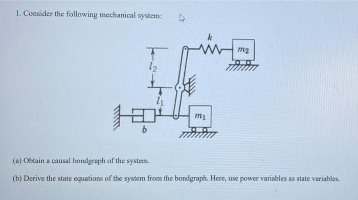 Solved 1. Consider the following mechanical system: m2 T T | Chegg.com