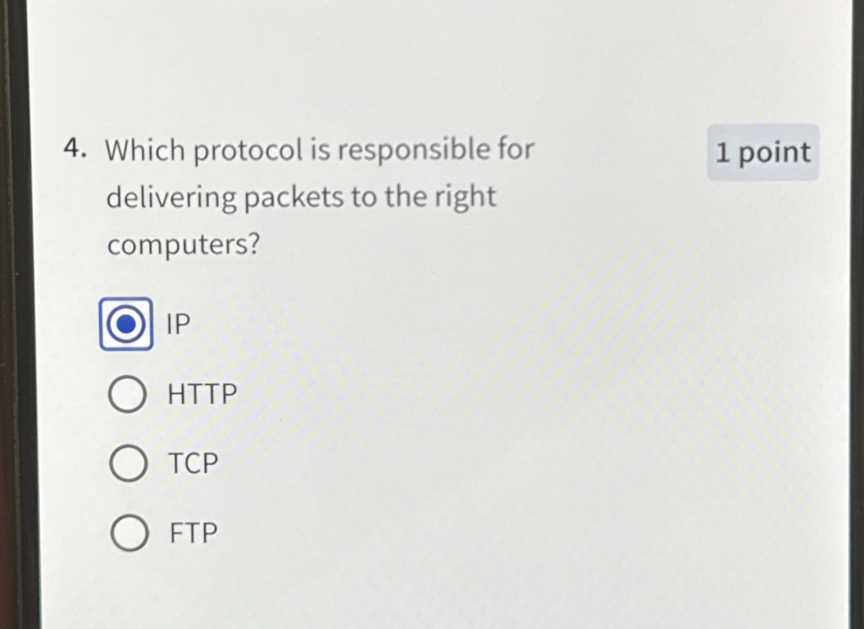 Solved Which protocol is responsible for1 ﻿pointdelivering | Chegg.com