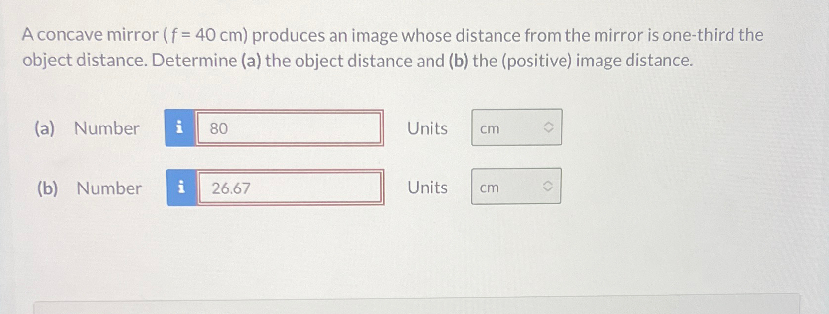 Solved A concave mirror ) ﻿produces an image whose distance | Chegg.com