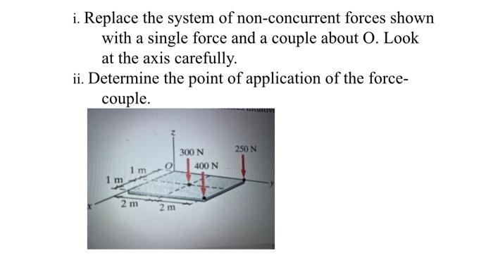 Solved i. Replace the system of non-concurrent forces shown | Chegg.com