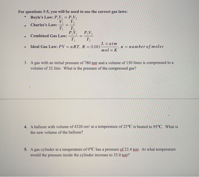 Solved Gas law questions. I would really appreciate if | Chegg.com