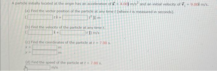Solved A particle initially located at the origin has an | Chegg.com