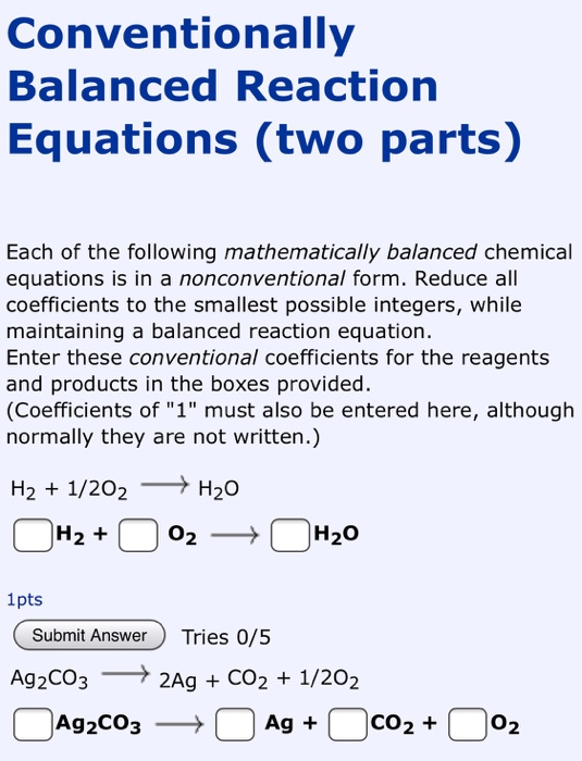 Solved Conventionally Balanced Reaction Equations (two | Chegg.com