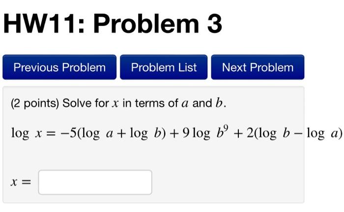 Solved HW11: Problem 3 Previous Problem Problem List Next | Chegg.com