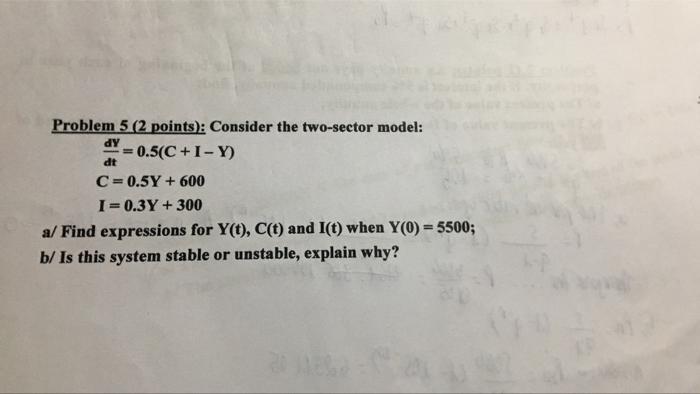 Solved Problem 5 (2 points): Consider the two-sector model: | Chegg.com