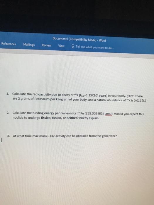 Solved Document1 [Compatibility Mode] - Word View Tell me | Chegg.com