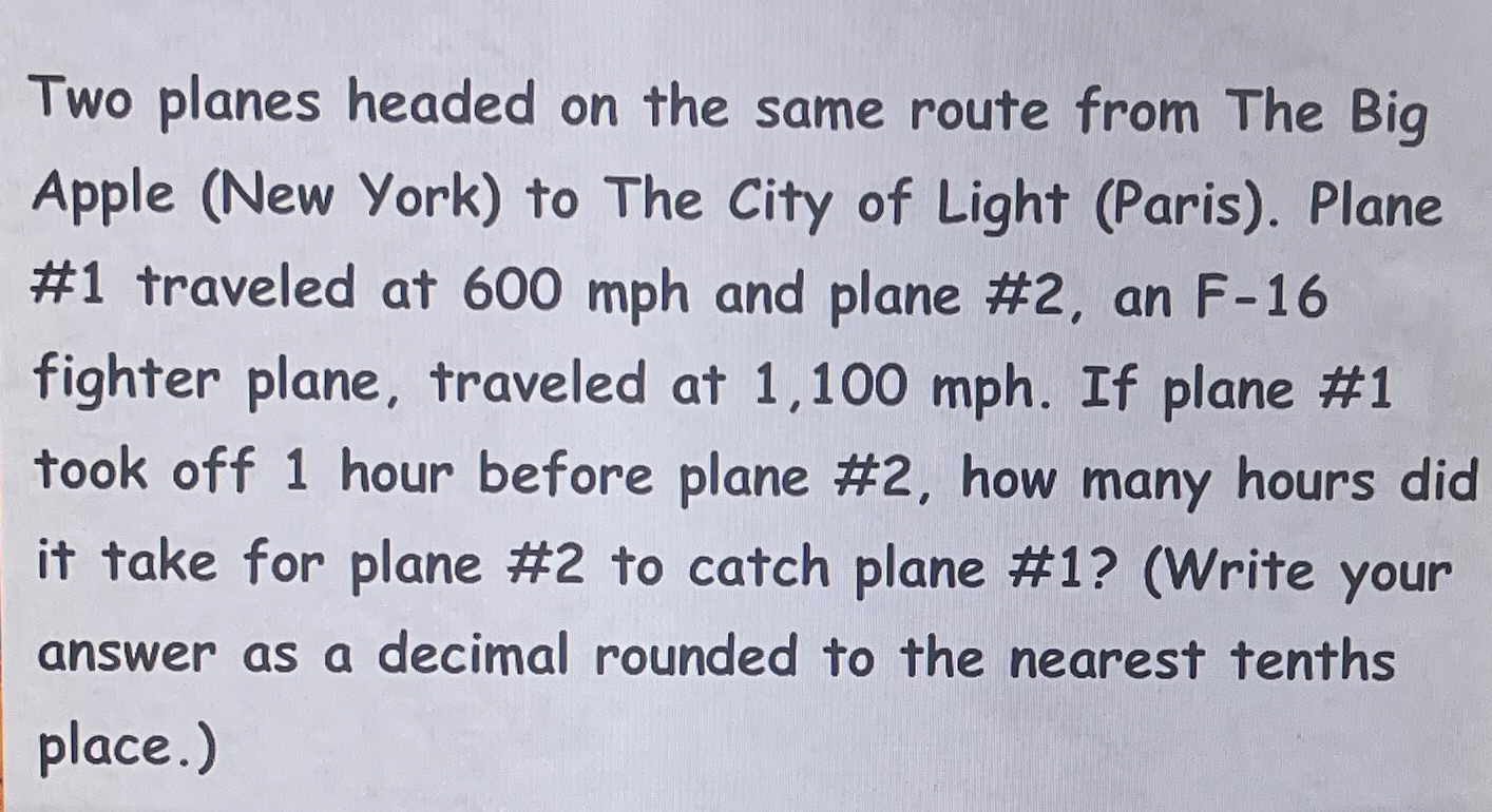 Solved Two planes headed on the same route from The Big | Chegg.com