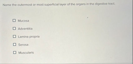 Solved Name the outermost or most superficial layer of the | Chegg.com