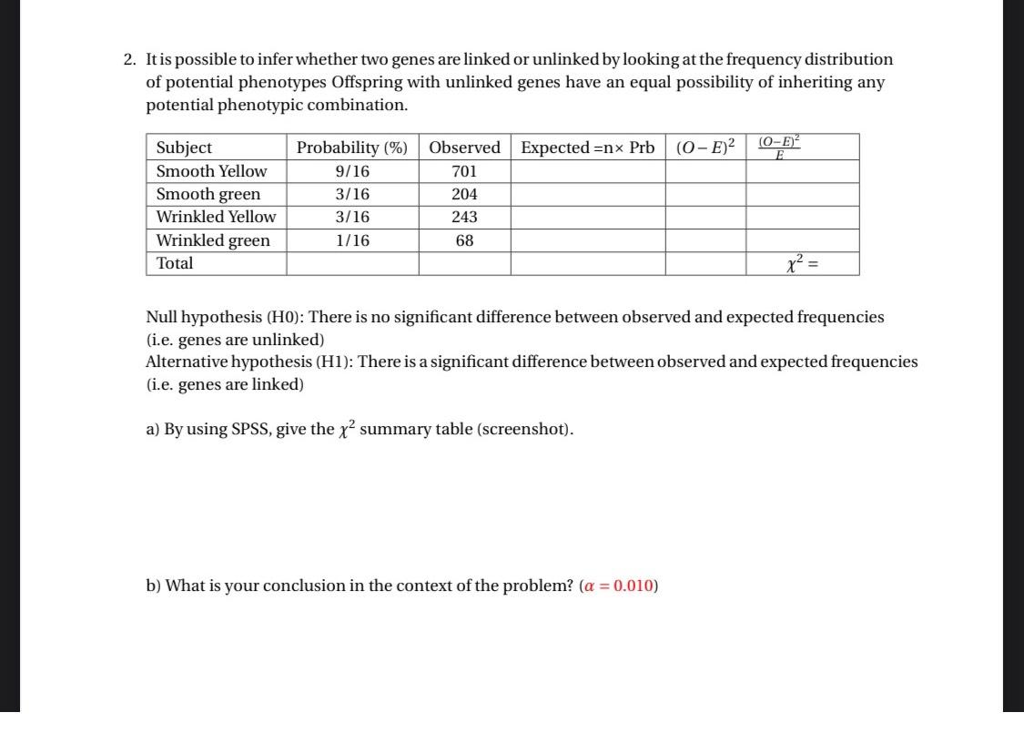 Solved It is possible to infer whether two genes are linked | Chegg.com