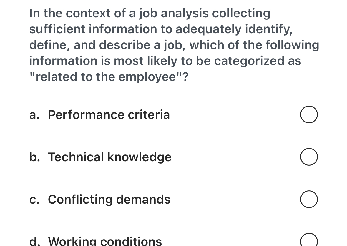 Solved In the context of a job analysis collecting | Chegg.com