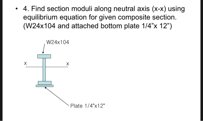 Solved • 4. Find section moduli along neutral axis (x-x) | Chegg.com