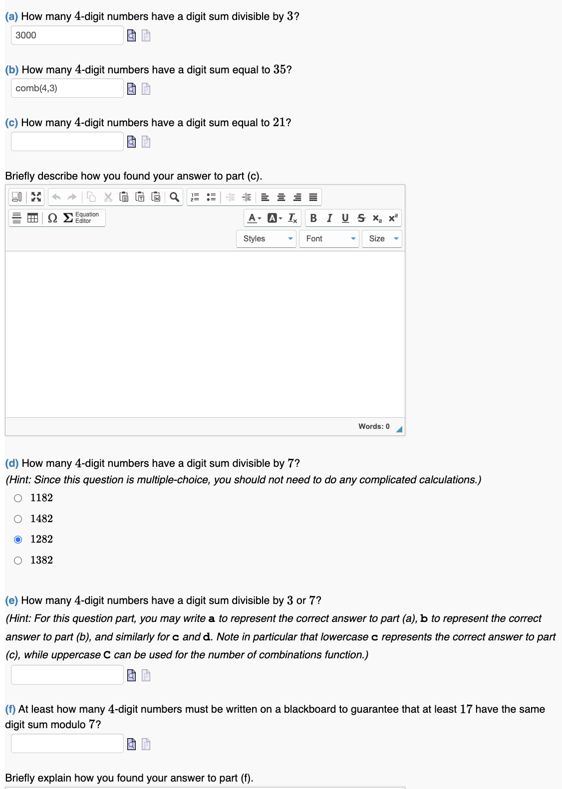 Solved (a) How many 4-digit numbers have a digit sum | Chegg.com Solved (a) How many 4-digit numbers have a digit sum | Chegg.com