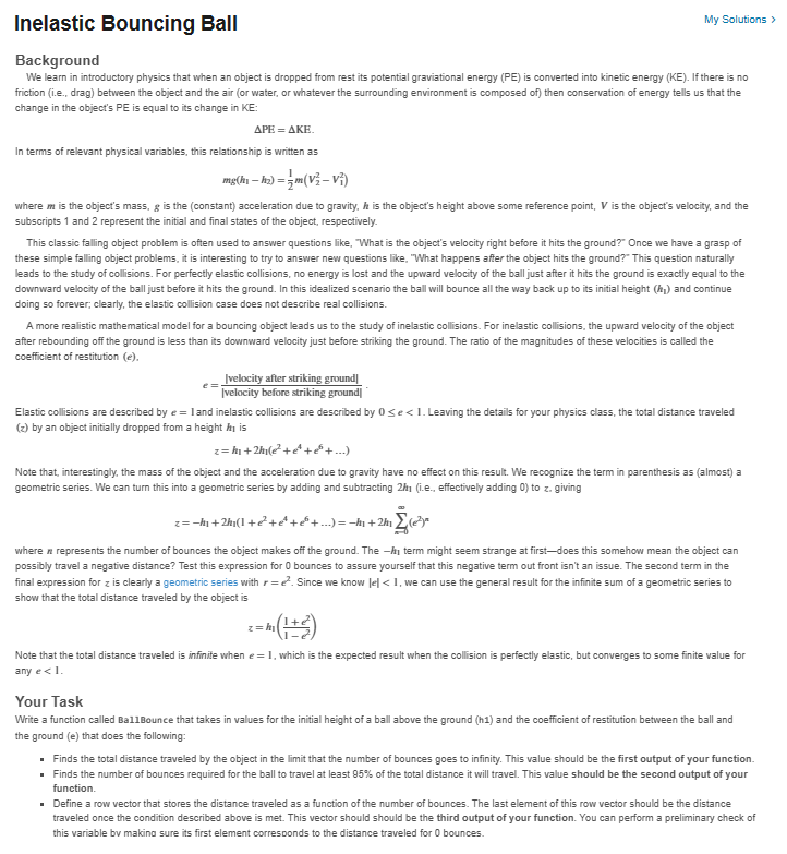 Solved Inelastic Bouncing Ball My Sole Background We learn | Chegg.com
