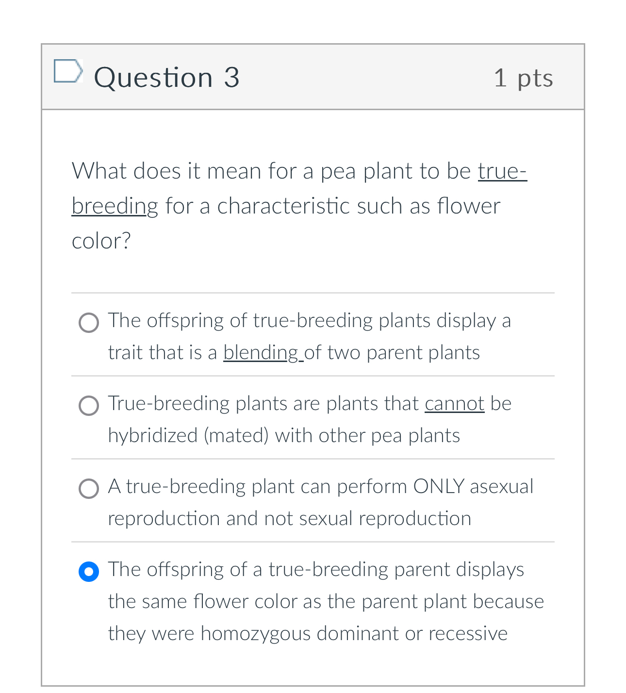 Solved Question 31 ﻿ptsWhat does it mean for a pea plant to | Chegg.com