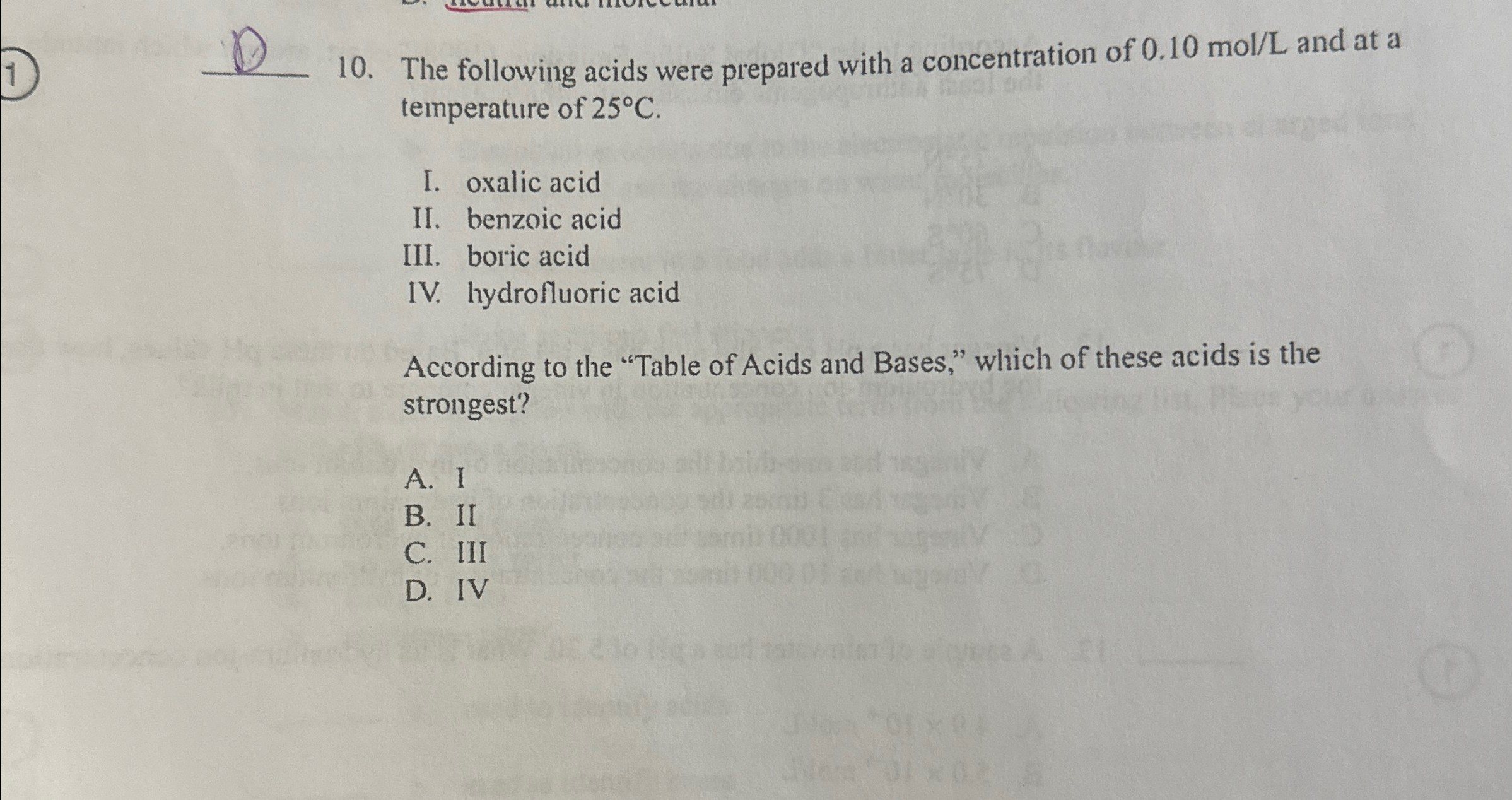 Solved The following acids were prepared with a | Chegg.com