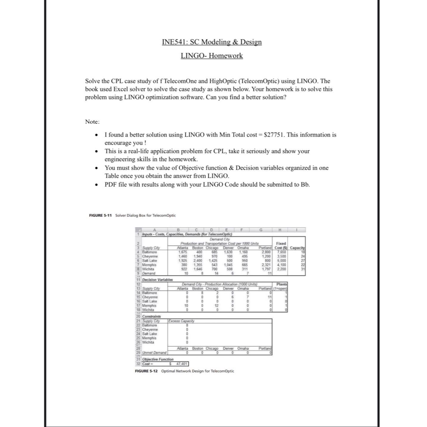 Solved INE541: SC Modeling & DesignLINGO- ﻿HomeworkSolve the | Chegg.com