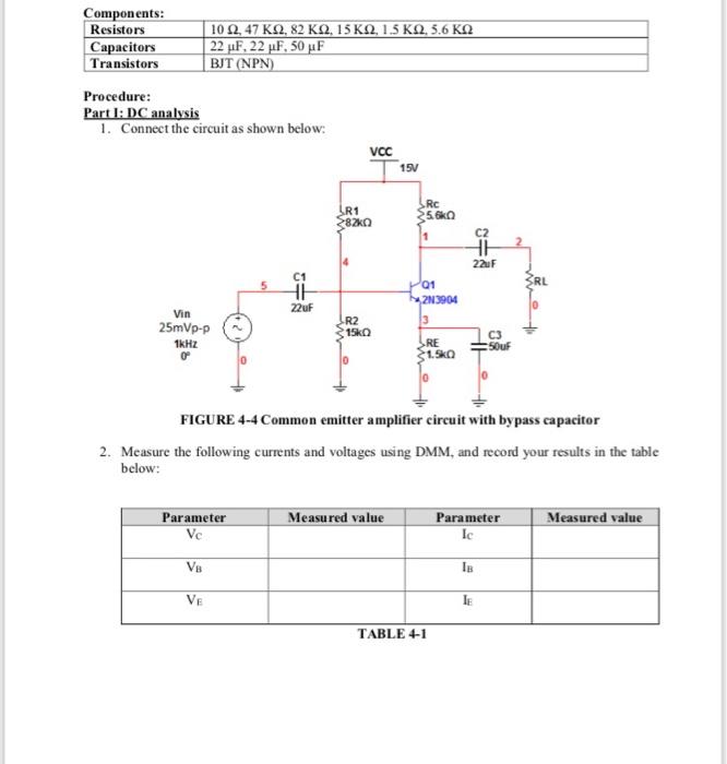 Solved Common Emitter Amplifier- Part 1 Objectives: Leam how | Chegg.com