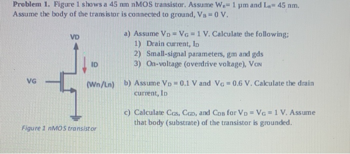 Problem 1. Figure 1 shows a 45 nm nMOS transistor. | Chegg.com
