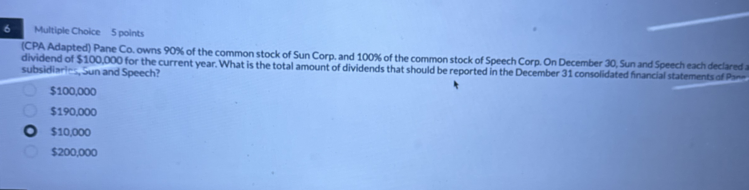 Solved 6Multiple Choice 5 ﻿points(CPA Adapted) ﻿Pane Co. | Chegg.com