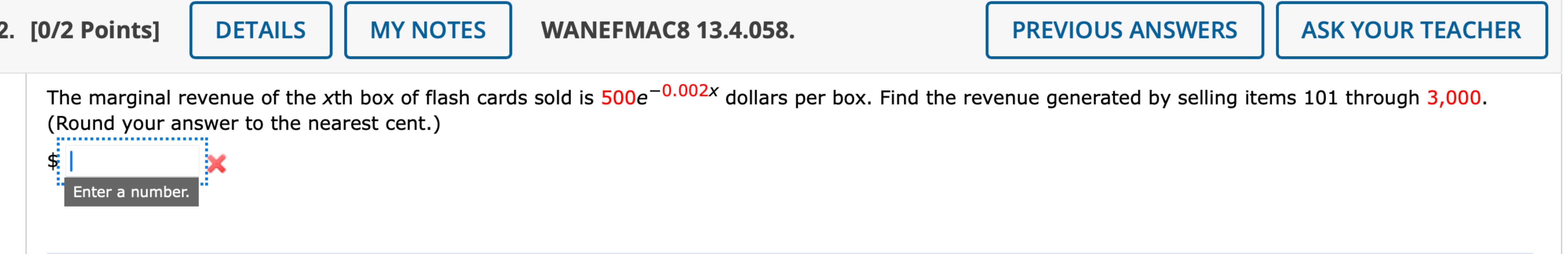Solved The marginal revenue of the x ﻿th box of flash cards | Chegg.com