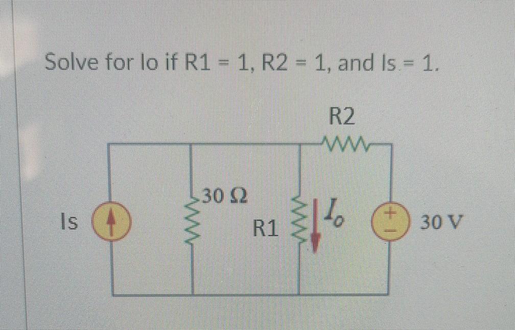 Solved Solve for lo if R1 = 1, R2 = 1, and is = 1. R2 WW | Chegg.com
