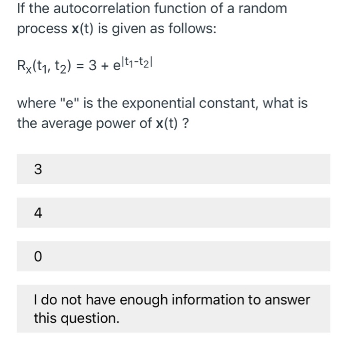 Solved If The Autocorrelation Function Of A Random Process 3231