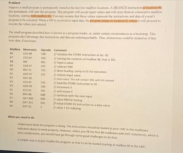 Solved Problem Suppose a small program is permanently stored | Chegg.com