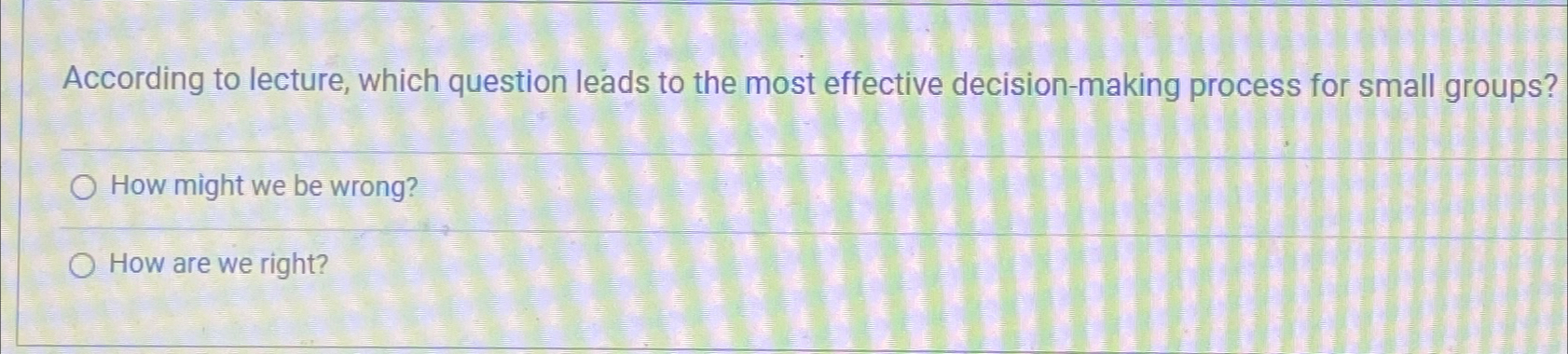 Solved According to lecture, which question leads to the | Chegg.com