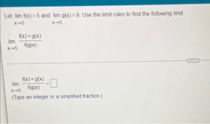 Solved Let lim f(x)= 2 and lim g(x) = 4. Use the limit rules | Chegg.com