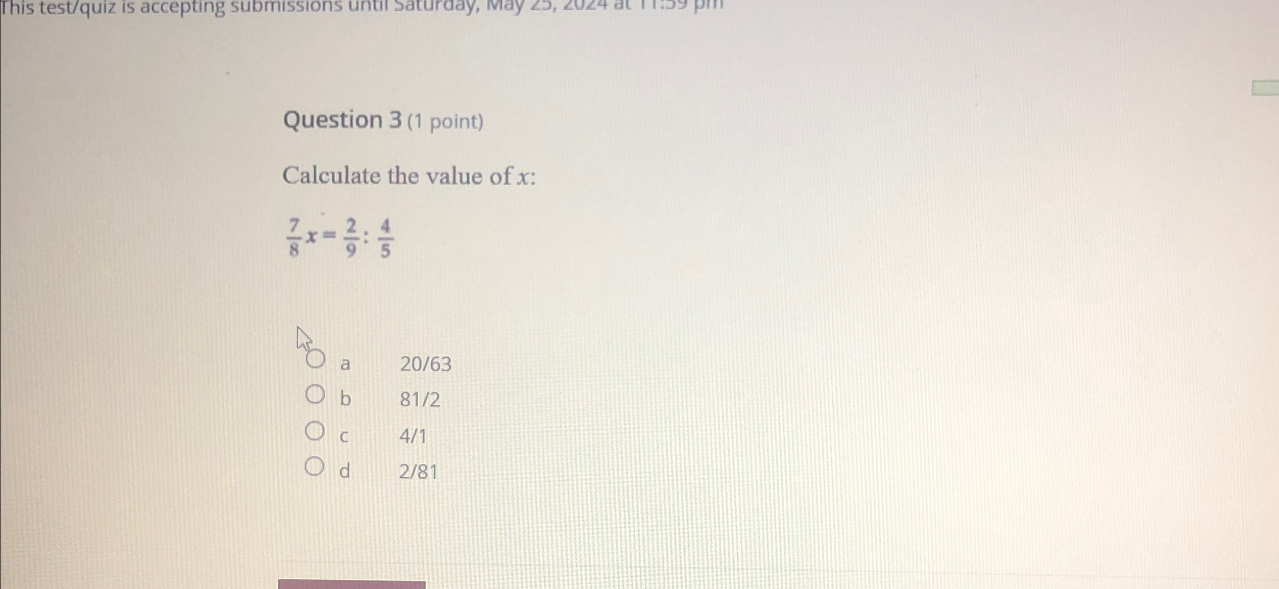 Solved Question 3 (1 ﻿point)Calculate the value of x | Chegg.com