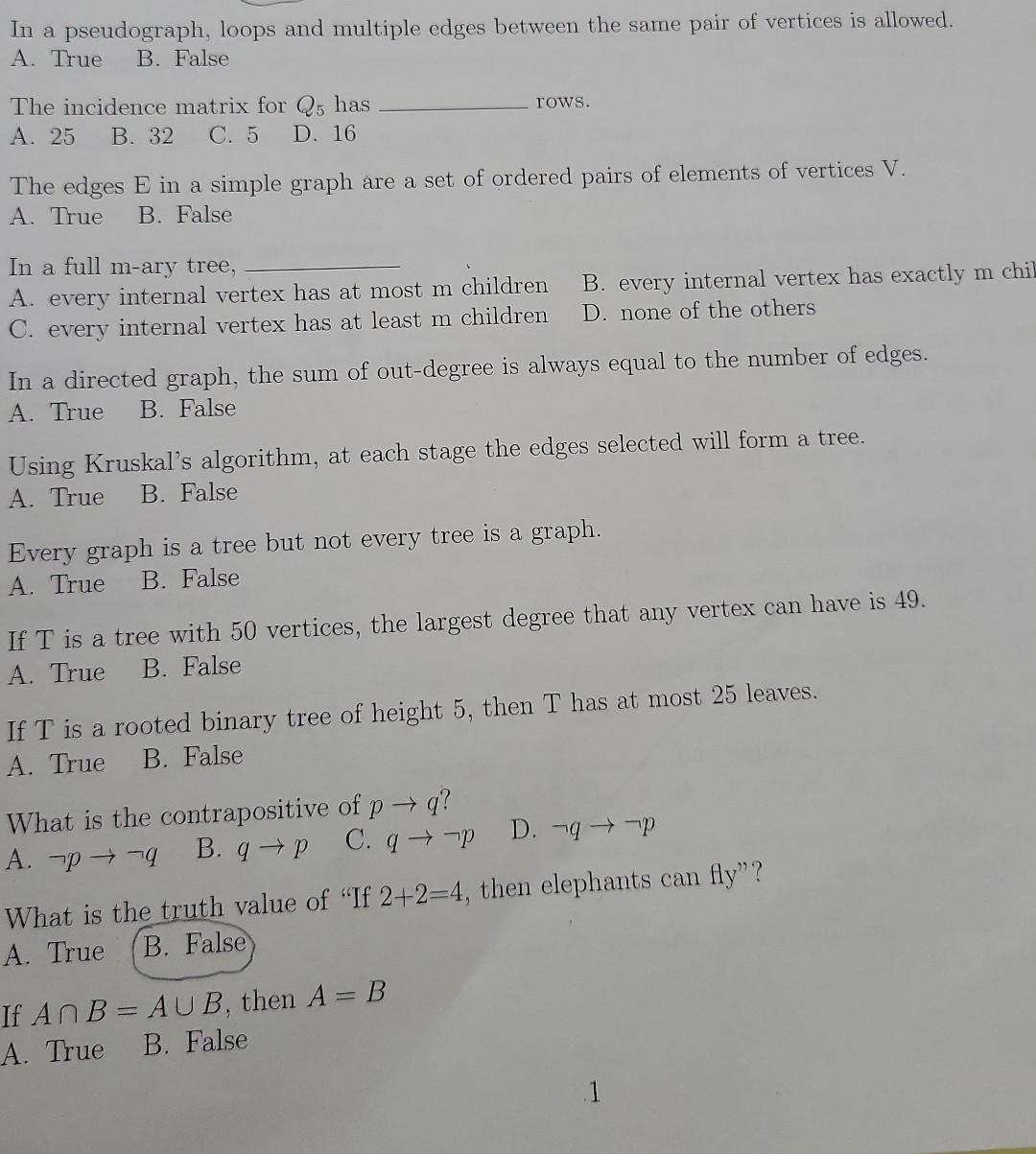 Solved In a pseudograph, loops and multiple edges between | Chegg.com