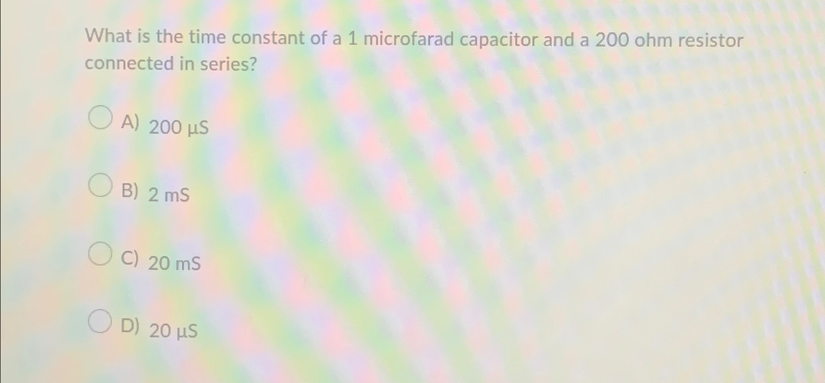 Solved What is the time constant of a 1 ﻿microfarad | Chegg.com
