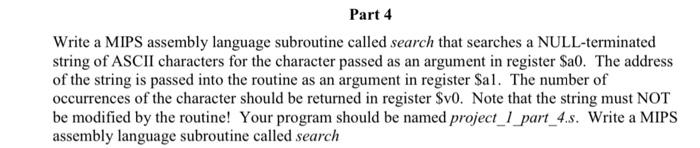 Solved Part 4 Write a MIPS assembly language subroutine | Chegg.com