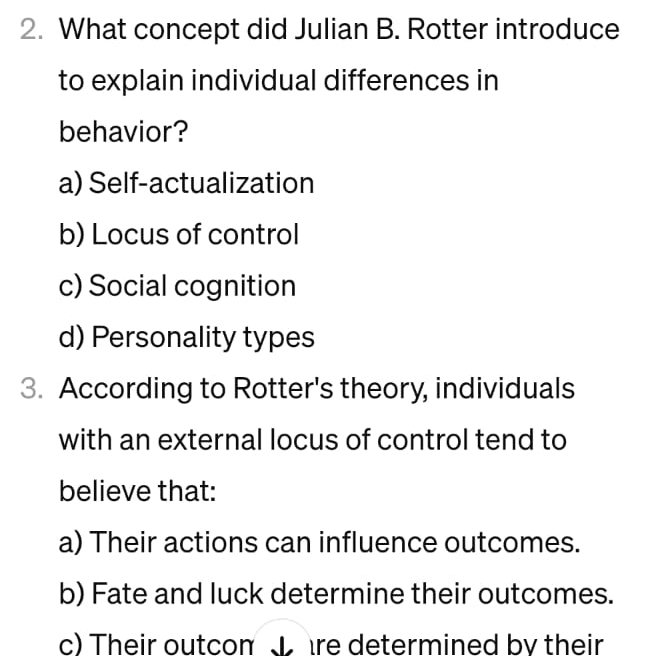 Solved What concept did Julian B. ﻿Rotter introduce to | Chegg.com