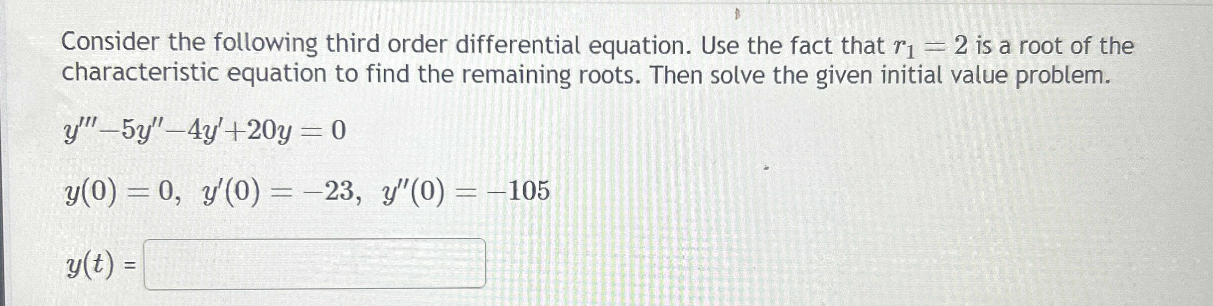 Solved Consider the following third order differential | Chegg.com