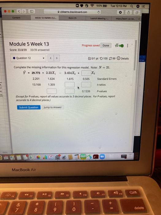 Solved 100% Tue 12:13 PM 3 ublearns.blackboard.com Content | Chegg.com