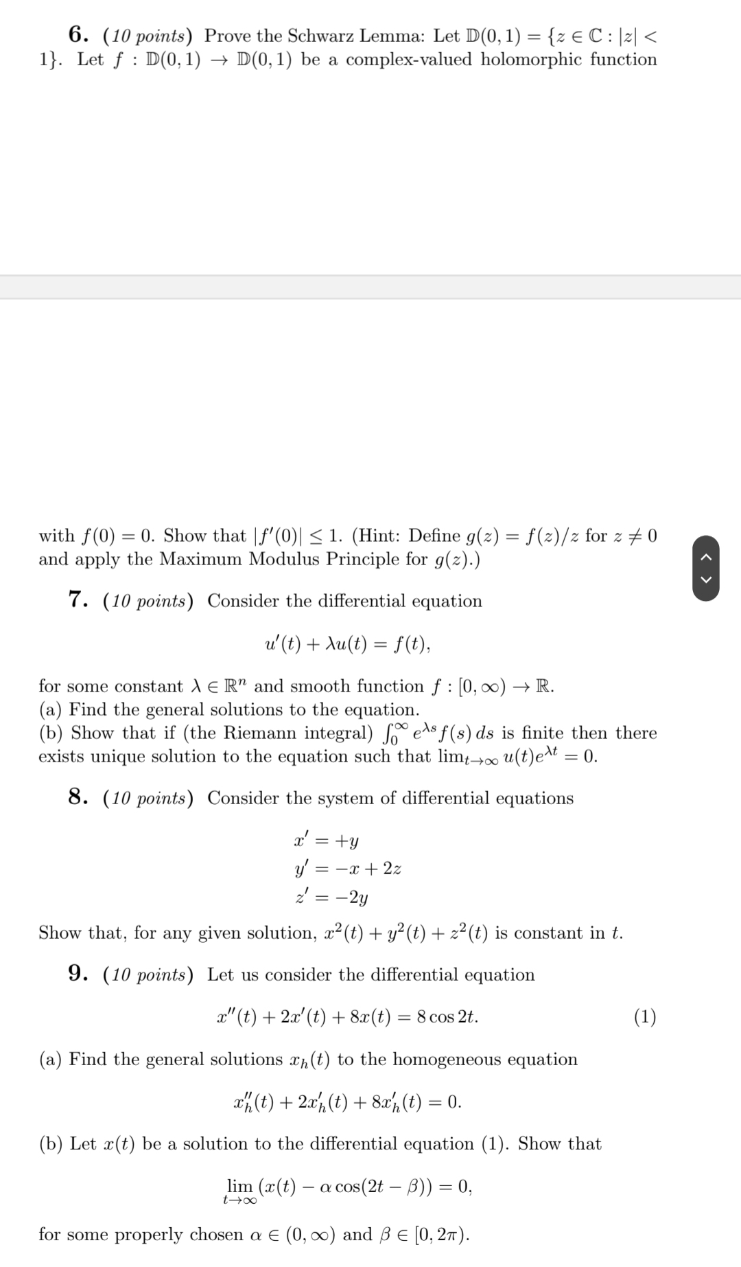 Solved (10 points) Prove the Schwarz Lemma: Let 1. Let | Chegg.com Solved (10 points) Prove the Schwarz Lemma: Let 1. Let | Chegg.com