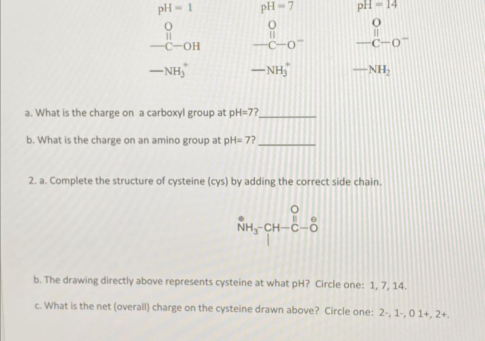 Solved a. ﻿What is the charge on a carboxyl group at | Chegg.com