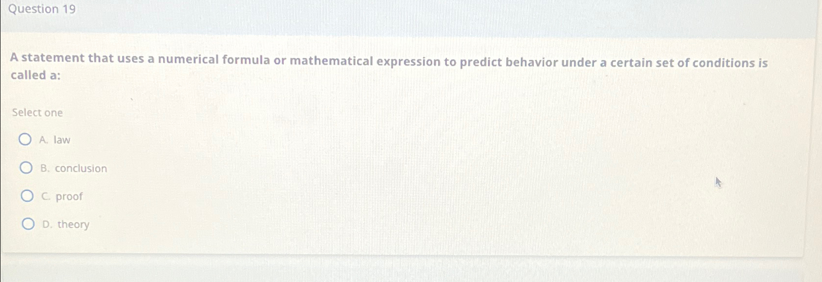 Solved Question 19A statement that uses a numerical formula | Chegg.com