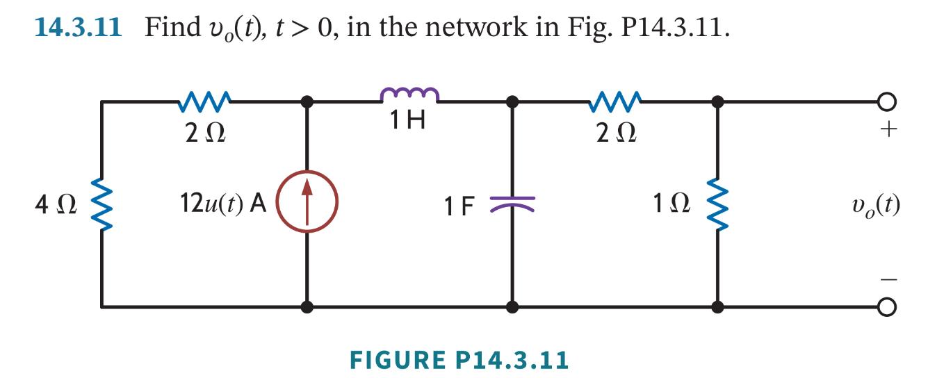 Solved 14.3.11 ﻿Find vo(t),t>0, ﻿in the network in Fig. | Chegg.com