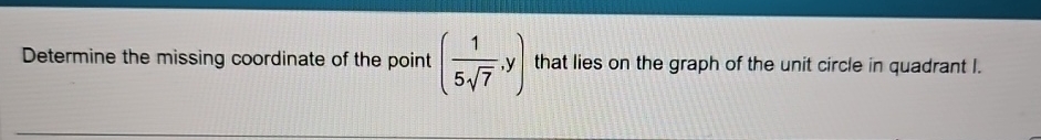 Solved Determine the missing coordinate of the point | Chegg.com