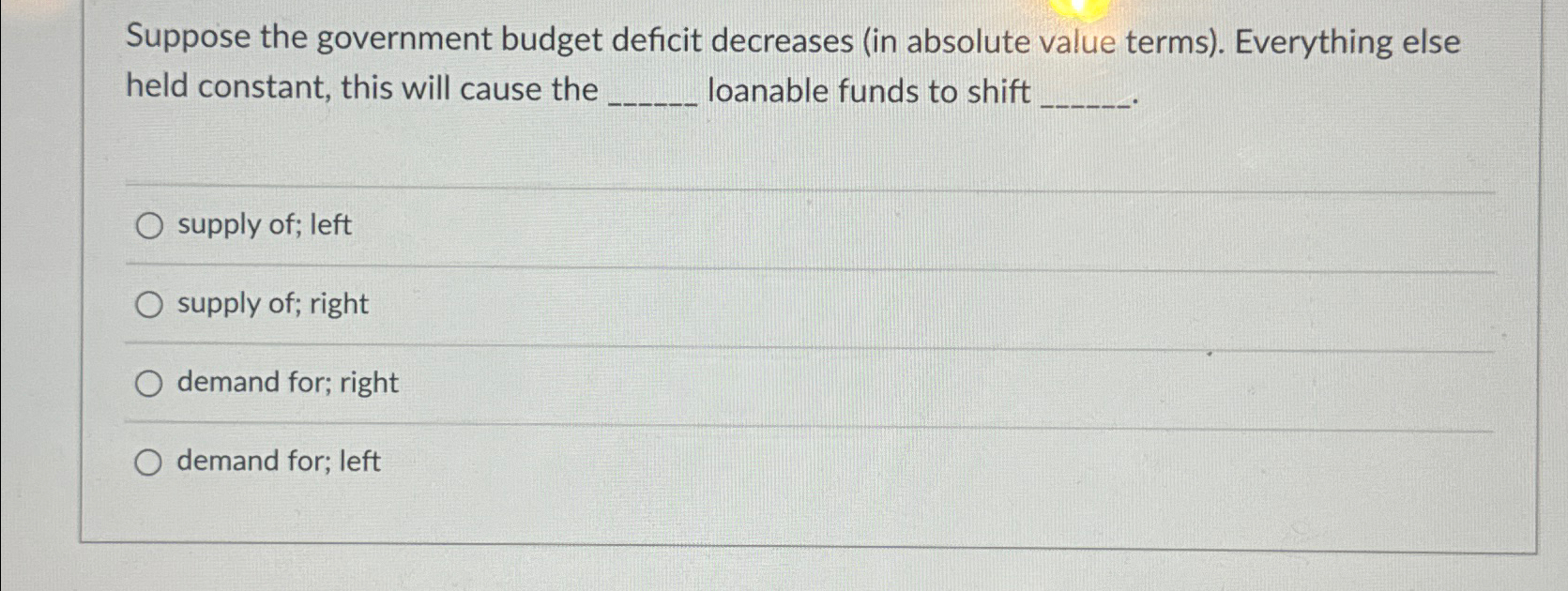 Solved Suppose the government budget deficit decreases (in | Chegg.com