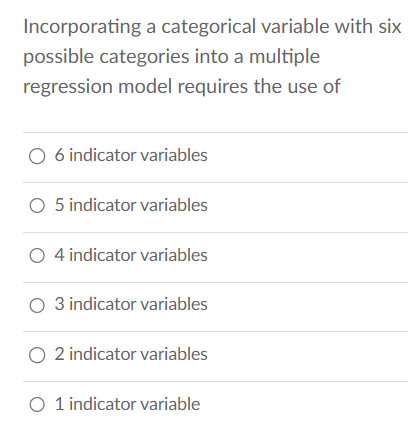 Solved Incorporating a categorical variable with sixpossible | Chegg.com