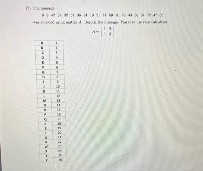Solved (7) The message | Chegg.com