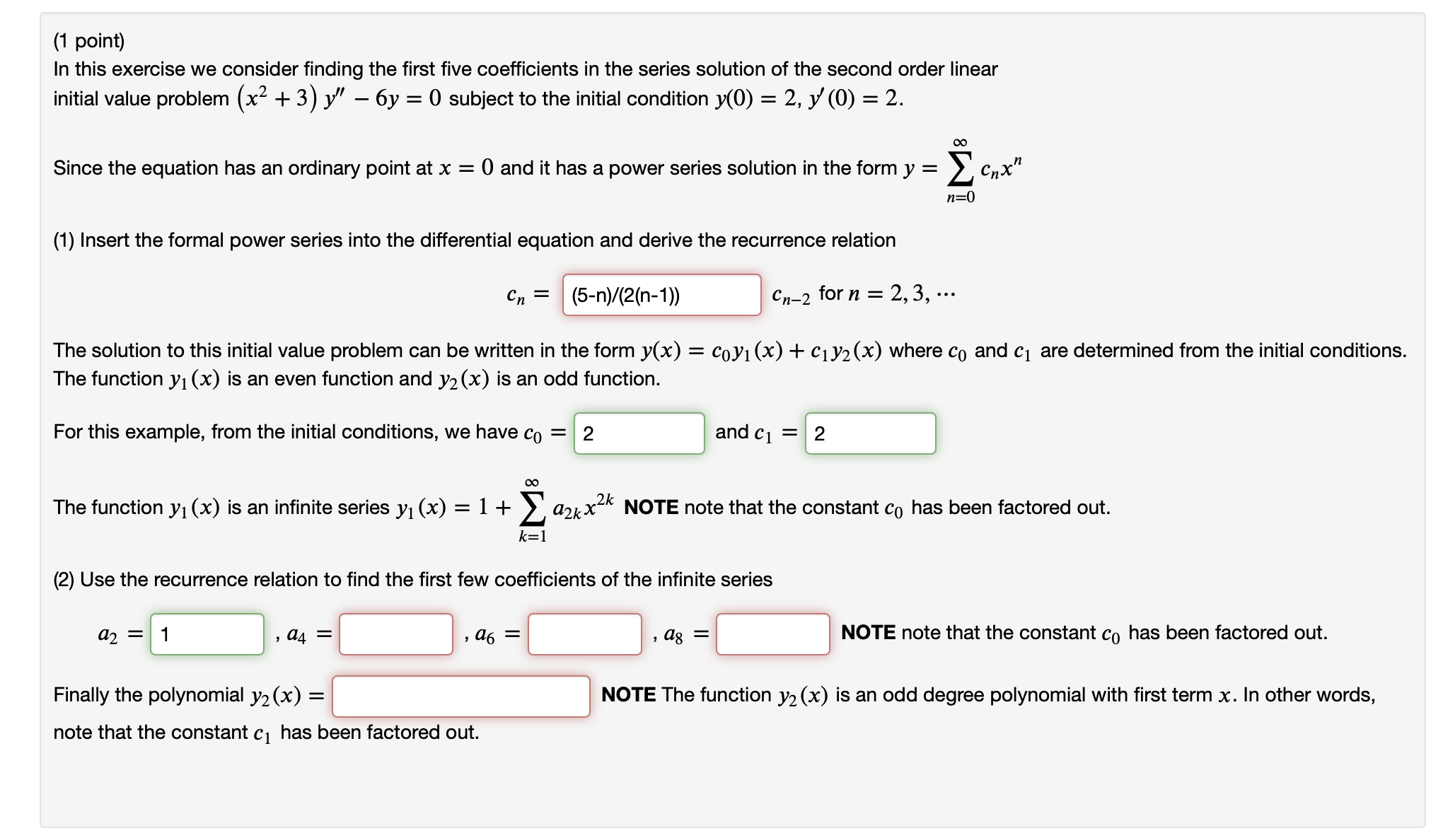 Solved (1 ﻿point)In ﻿this exercise we ﻿consider finding the | Chegg.com