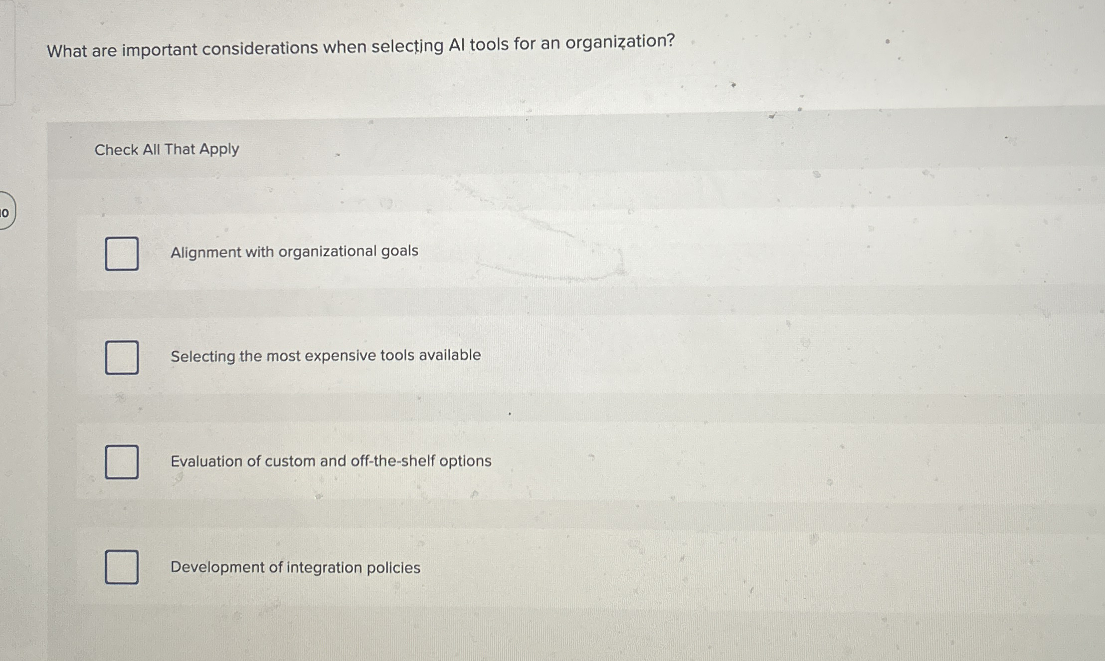 Solved What are important considerations when selecting Al | Chegg.com