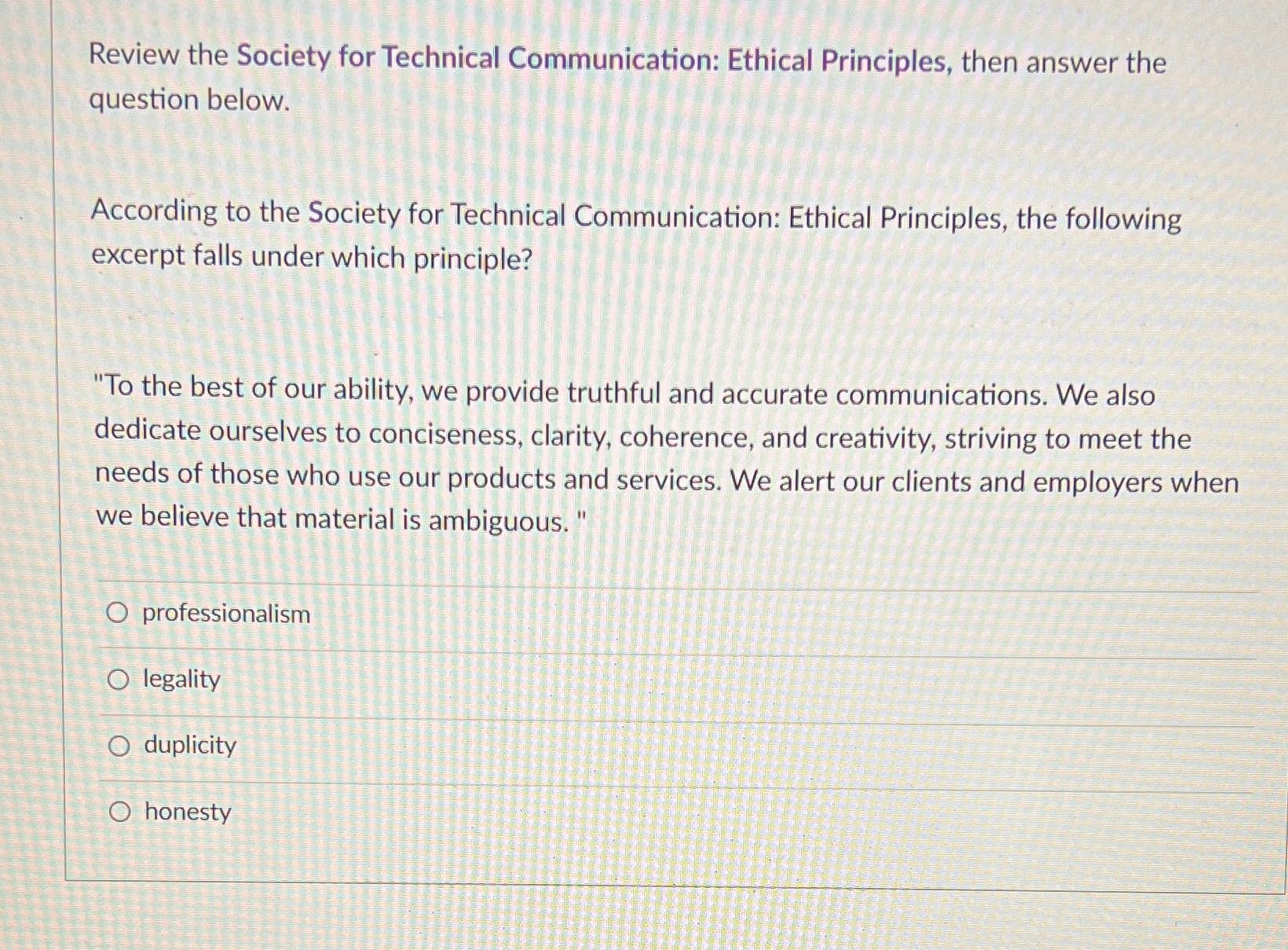Solved Review the Society for Technical Communication: | Chegg.com