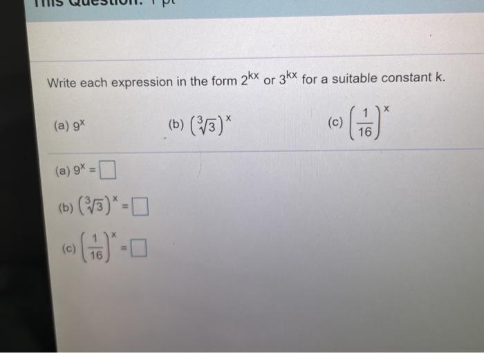 Solved Write each expression in the form 2kx or 3kx for a | Chegg.com