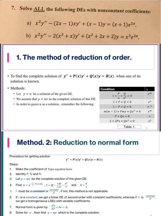 Solved Deferential Equation :solve a and b by method 1 if it | Chegg.com